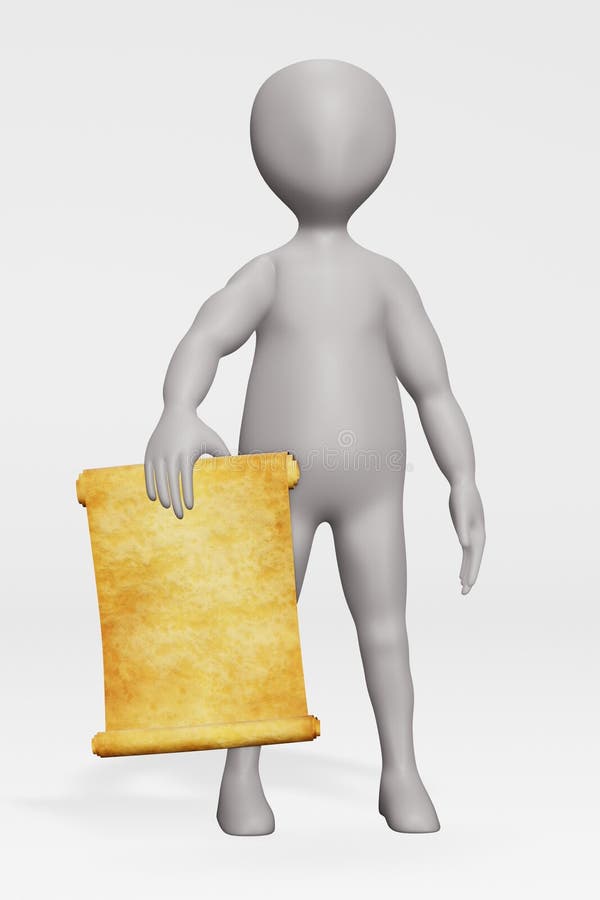 Render of Cartoon Character with Scrolls Stock Illustration ...