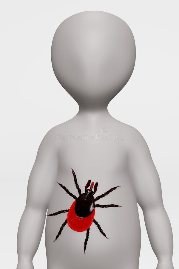 Render of Cartoon Character with Tick Stock Illustration - Illustration ...