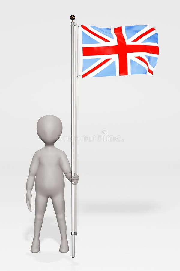 Render of Cartoon Character with UK Flag Stock Illustration ...