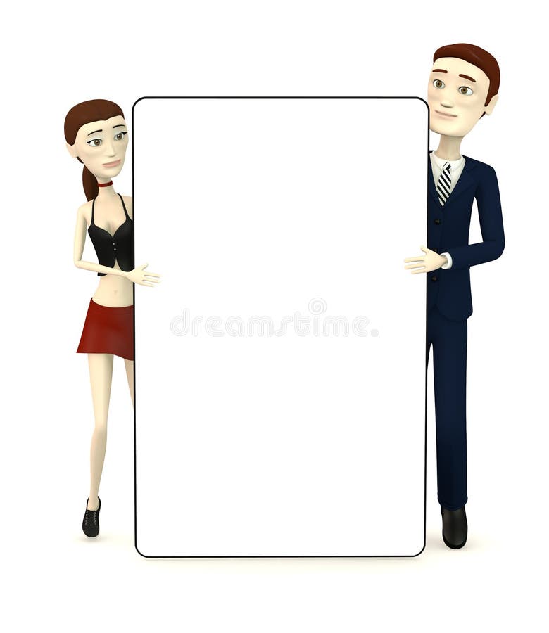 Cartoon Characters with Empty Board3 Stock Illustration - Illustration ...
