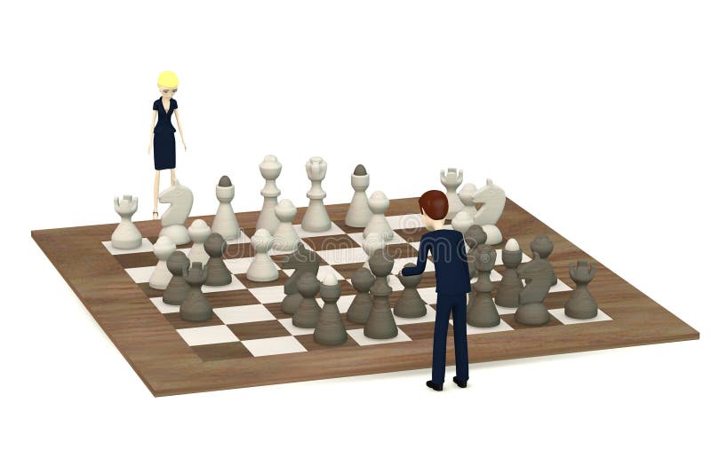 Cartoon Characters Playing Chess Stock Illustration - Illustration of ...