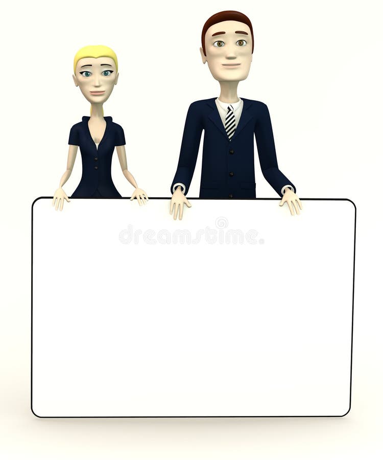 Cartoon Characters in Suits with Empty Board Stock Illustration ...