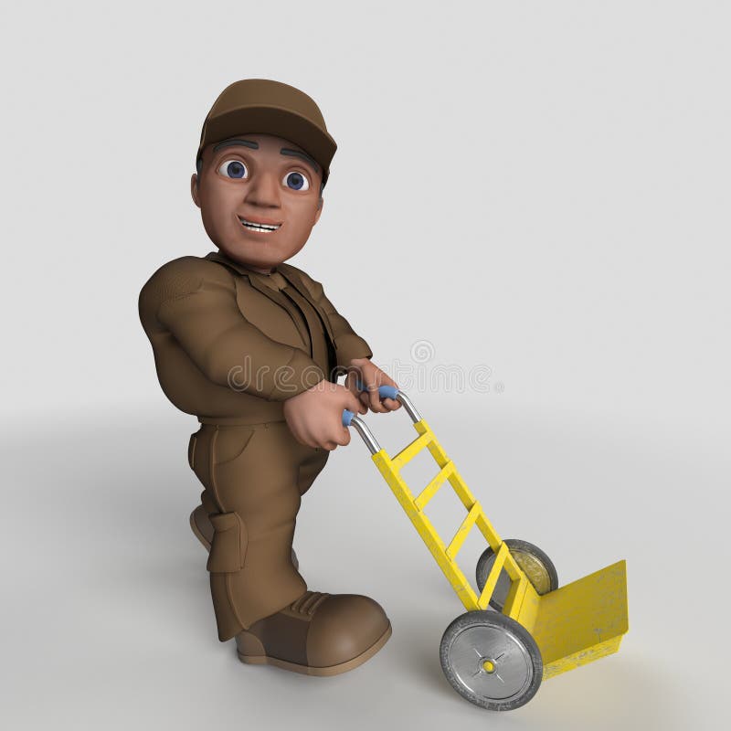 3D Cartoon Delivery Driver stock illustration. Illustration of person ...