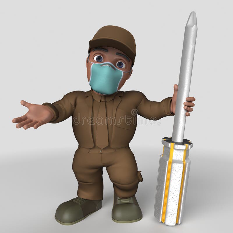 3D Cartoon Delivery Driver stock illustration. Illustration of service ...