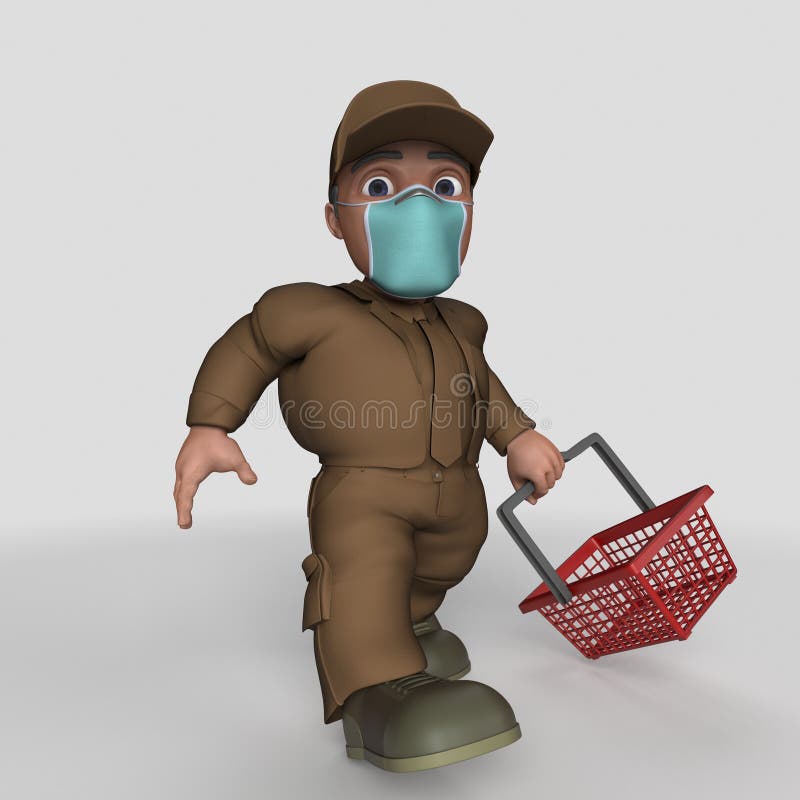 3D Cartoon Delivery Driver stock illustration. Illustration of safe ...