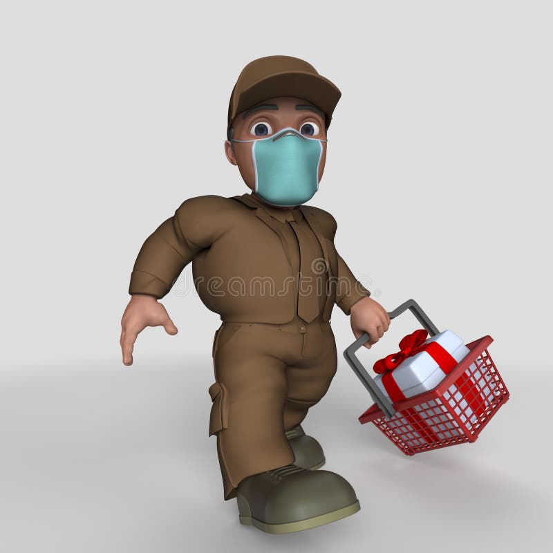 3D Cartoon Delivery Driver stock illustration. Illustration of driver ...