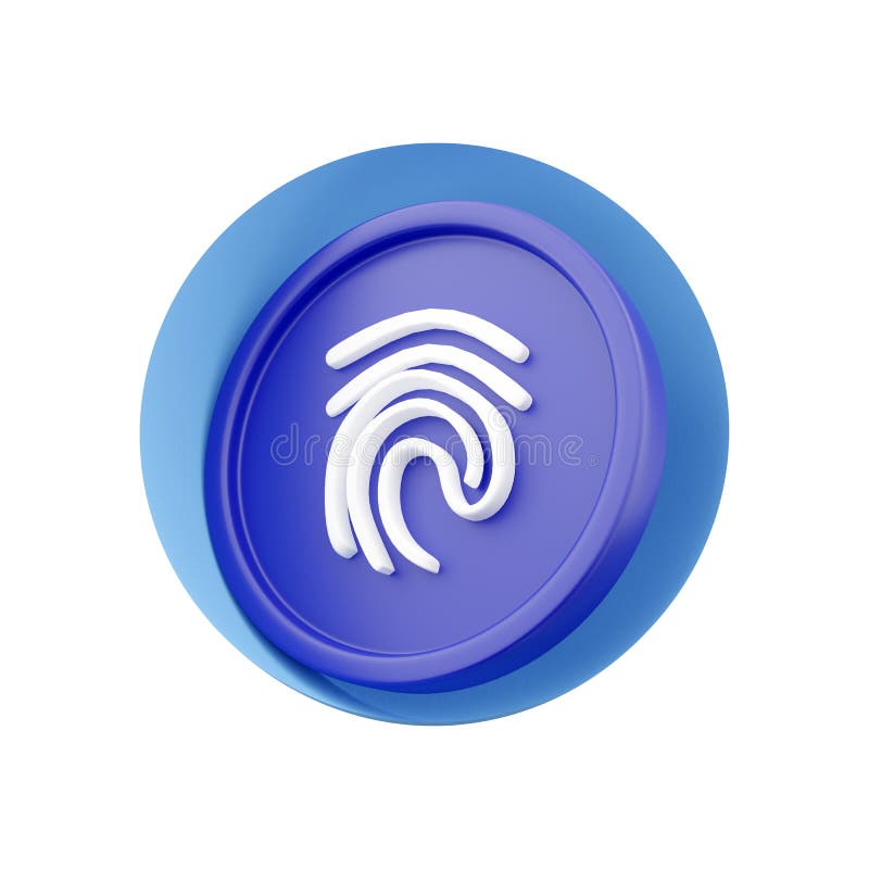 3d Render Cartoon Fingerprint Icon on White Background Icon. 3d ...
