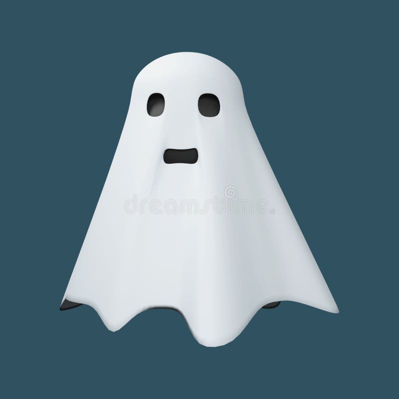 3D Render of Cartoon Ghost Element on Blue Stock Illustration ...