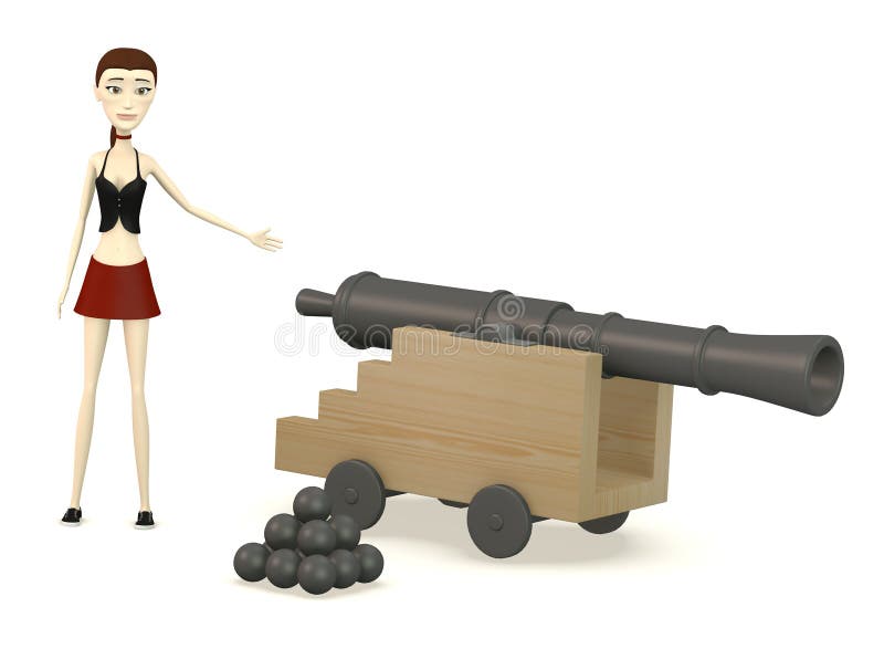 Cartoon girl with cannon stock illustration. Illustration of human ...