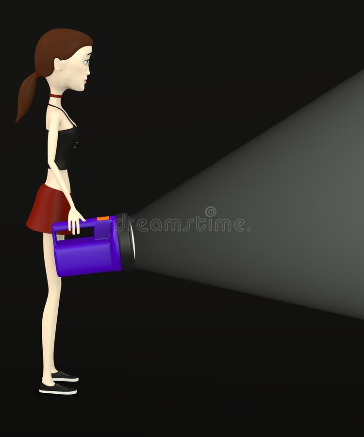 Cartoon Girl with Flashlight Stock Illustration - Illustration of ...