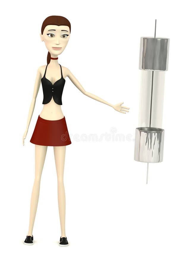 Cartoon girl with fuse stock illustration. Illustration of electric ...