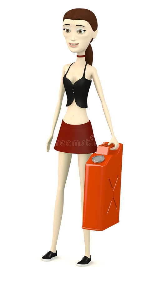 Toon girl with gas can stock illustration. Illustration of render ...