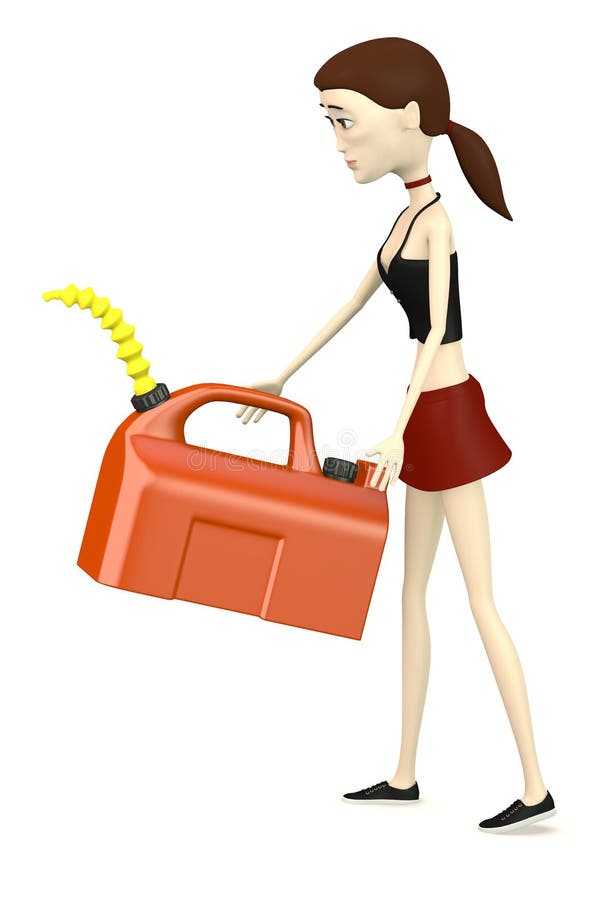 Cartoon girl with gas can stock illustration. Illustration of girl ...