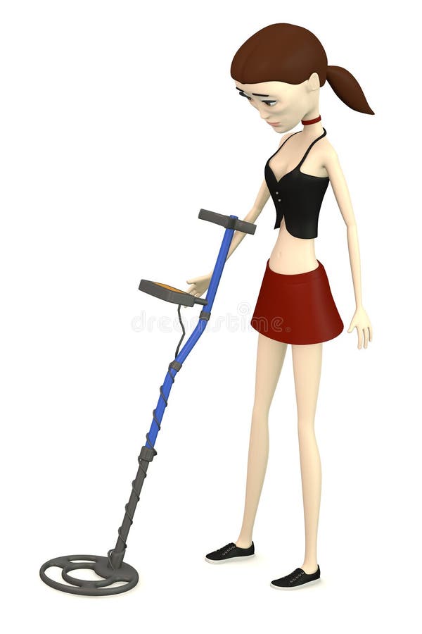 Cartoon Girl with Metal Detector Stock Illustration - Illustration of ...