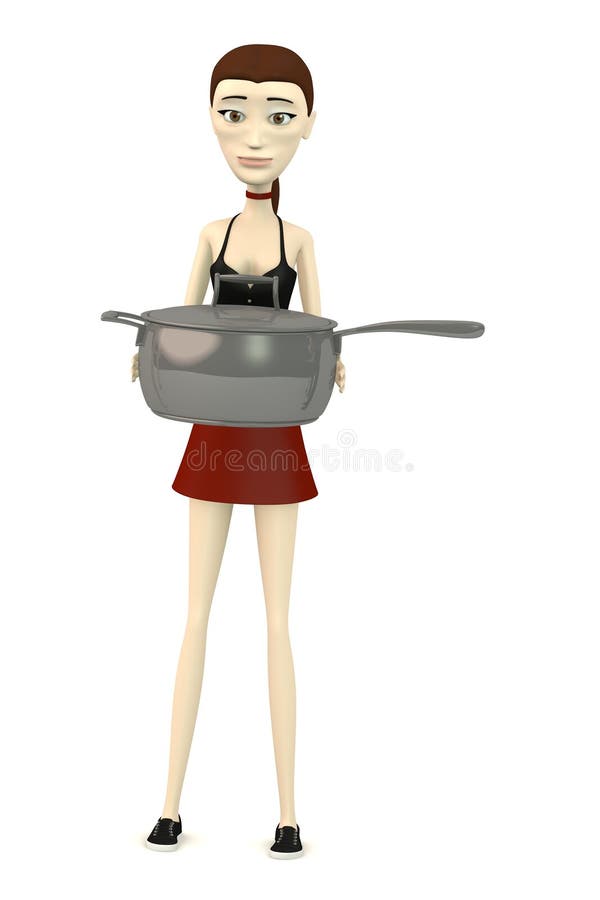 Cartoon girl with pot stock illustration. Illustration of female - 29935101