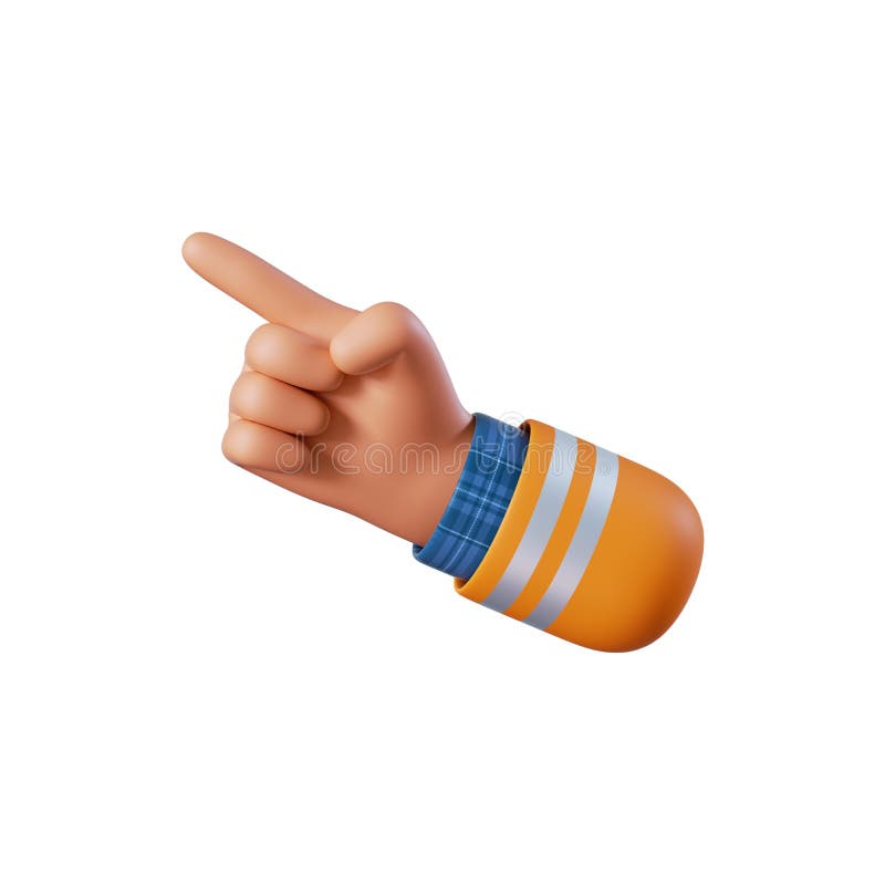3d Render, Cartoon Human Hand Shows Direction with Index Finger ...