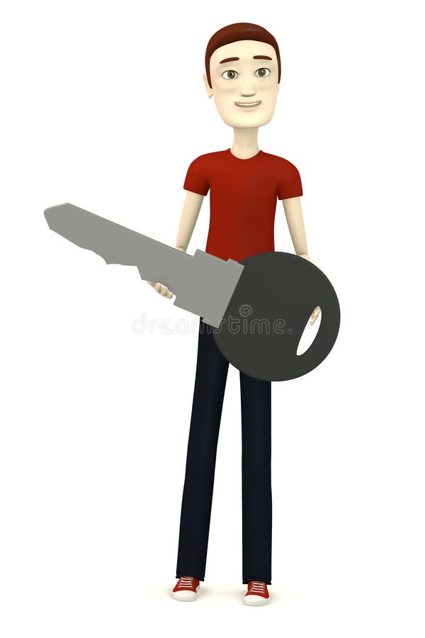 Cartoon man - with car key stock illustration. Illustration of people ...