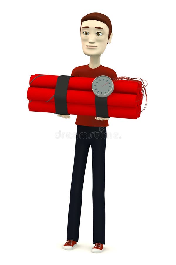 Cartoon man with dynamite stock illustration. Illustration of character ...