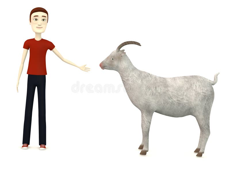 Cartoon man with goat stock illustration. Illustration of girl - 29796320