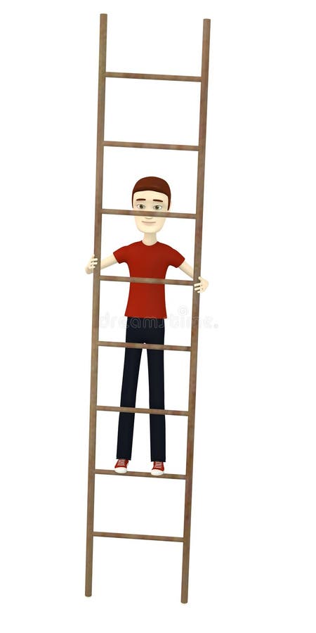 Cartoon man on a ladder stock illustration. Illustration of character ...