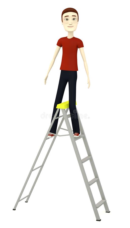 Cartoon man on ladder stock illustration. Illustration of toon - 31240286