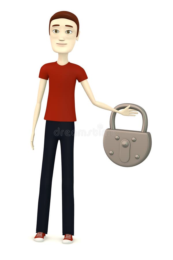 Cartoon man with lock stock illustration. Illustration of cartoon ...
