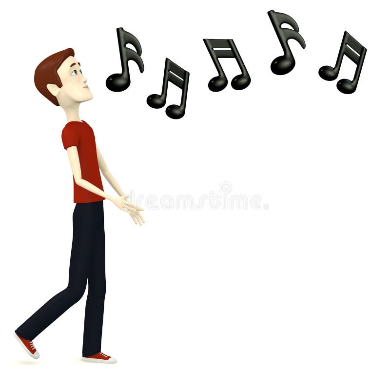Cartoon Man with Musical Symbols Stock Illustration - Illustration of ...