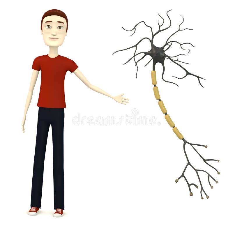 Cartoon man with neuron stock illustration. Illustration of business ...
