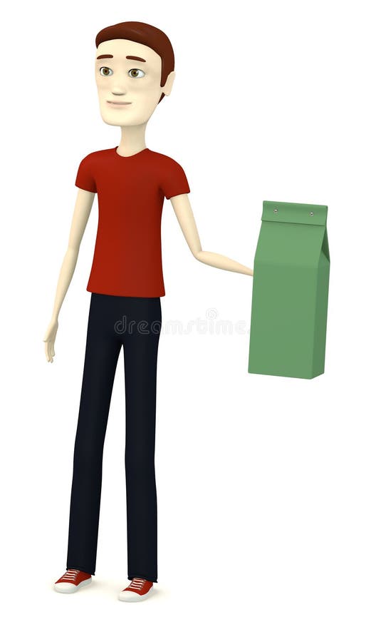 Cartoon man with pasta box stock illustration. Illustration of business ...