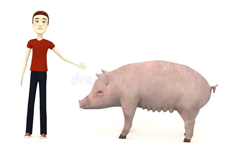 Cartoon man with pig stock illustration. Illustration of cartoon - 29934704