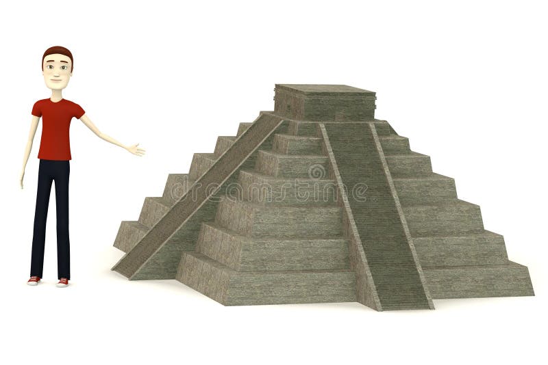 Cartoon man with pyramide stock illustration. Illustration of antient ...