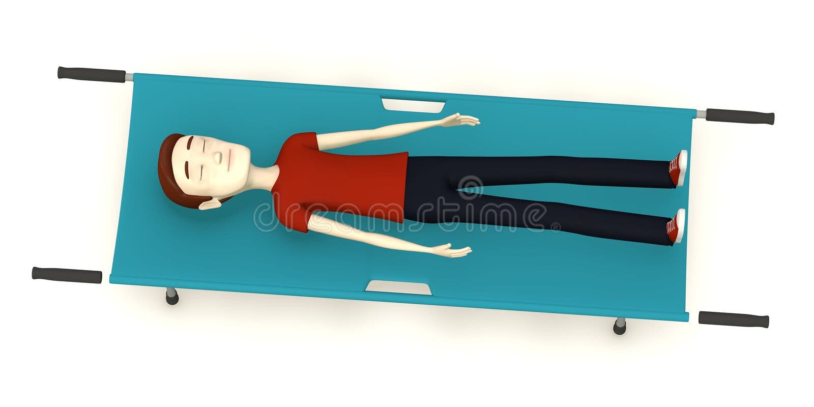 Cartoon man on stretcher stock illustration. Illustration of render ...