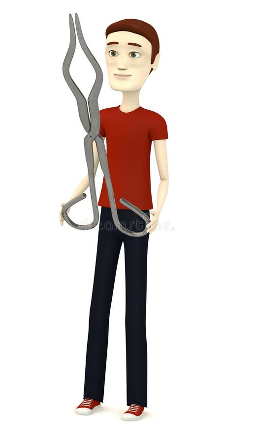 Cartoon man with tongs stock illustration. Illustration of human - 29934925