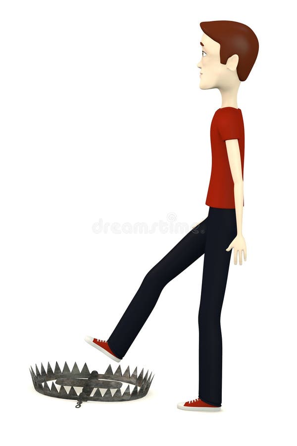 Cartoon man with trap stock illustration. Illustration of forest - 29935091