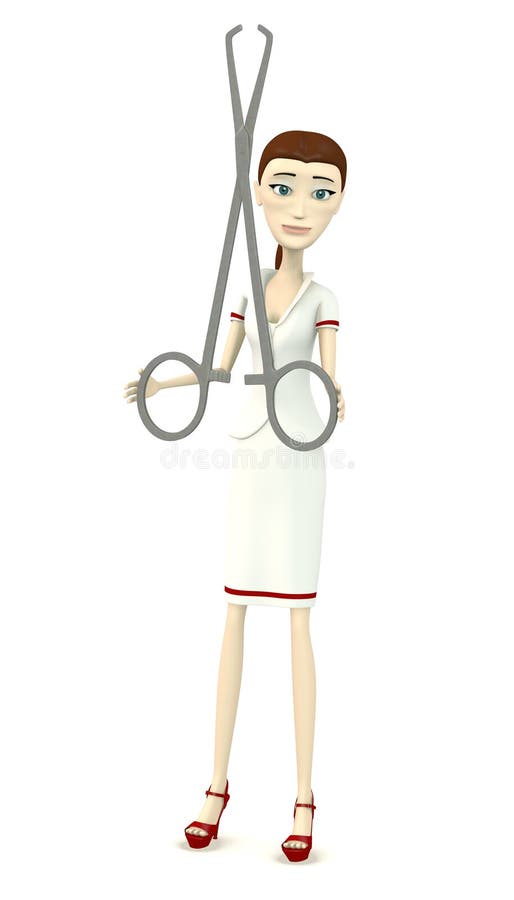 Cartoon Nurse with Surgery Tool Stock Illustration - Illustration of ...