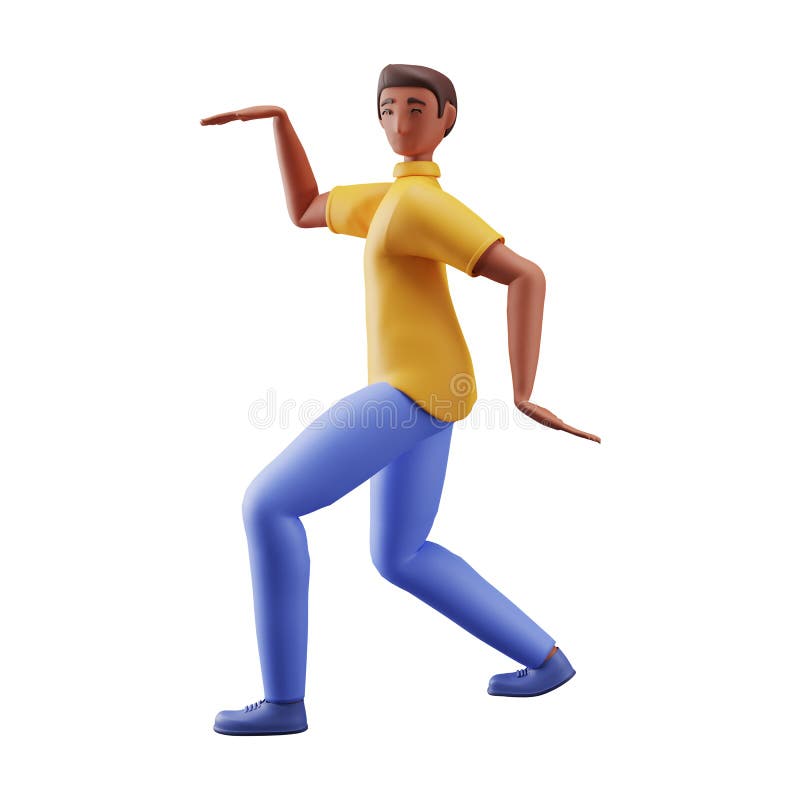 3D Render of Cartoon Young Man Dancing on White Stock Illustration ...