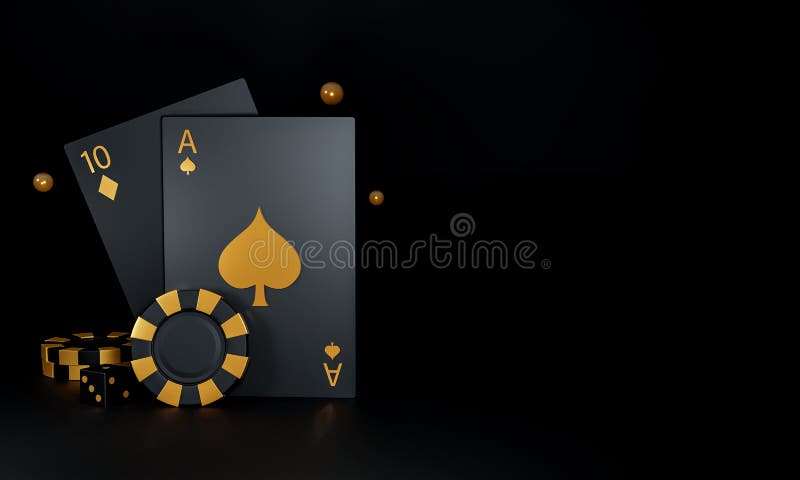 3D Render Casino Chips with Playing Cards, Shiny Tiny Balls and Copy ...
