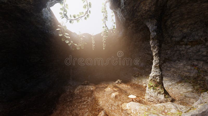 3D Render of Cave stock illustration. Illustration of creepy - 219754412