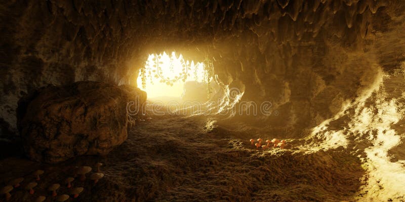 3D Render of Cave stock photo. Image of damp, realistic - 219871496