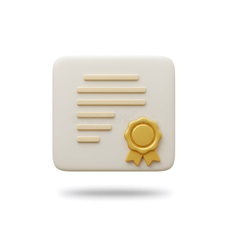 3D Render of Certificate with Golden Seal: Achievement, Success, and ...