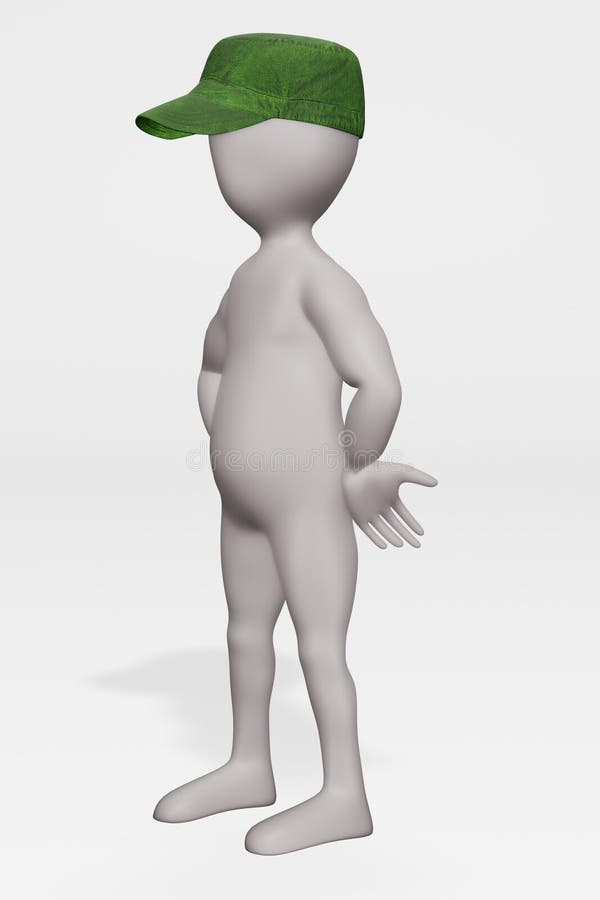 3d Render of Character with Cap Stock Illustration - Illustration of ...