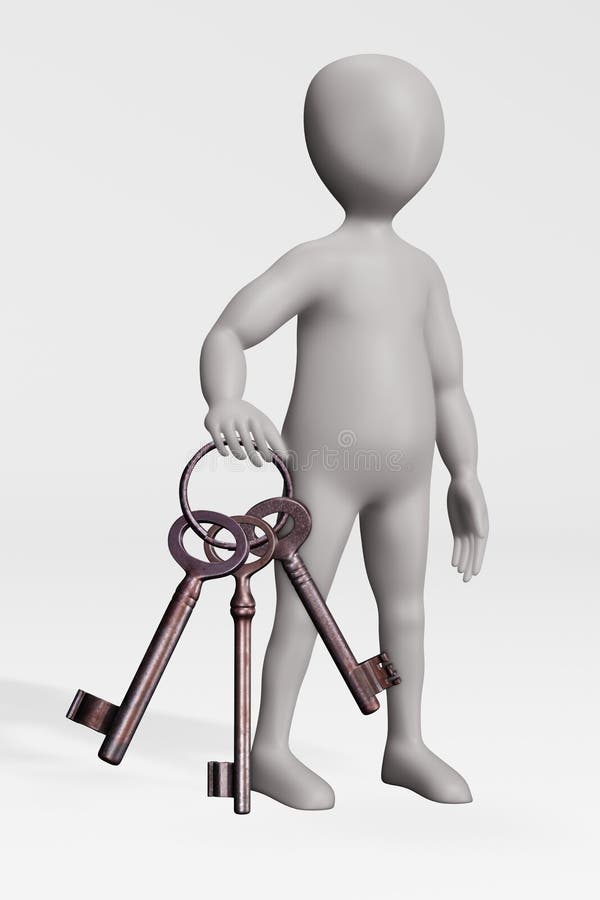Render of Character with Keys Stock Illustration - Illustration of ...