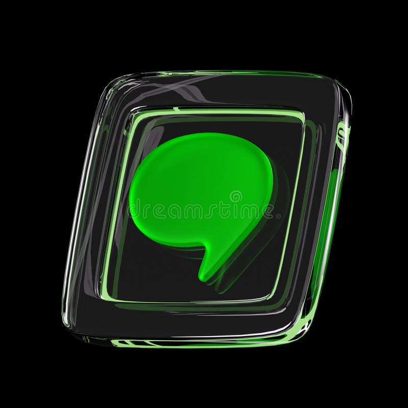 3D Render Chat Icon for Smartphone Ui with Clear Glass Design Concept ...