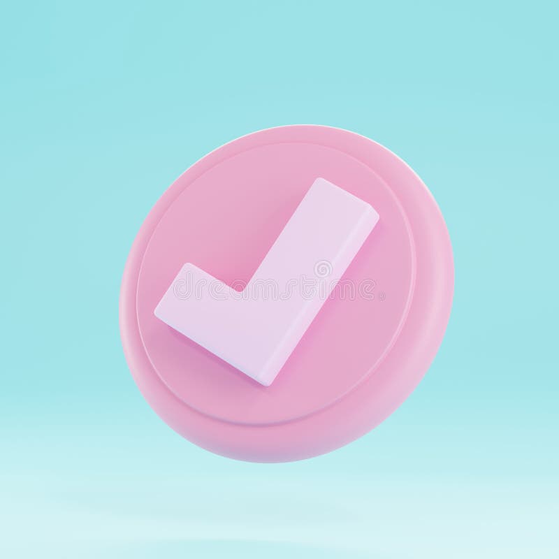 3d Render Check Mark Button with Pink Collour. Stock Image ...