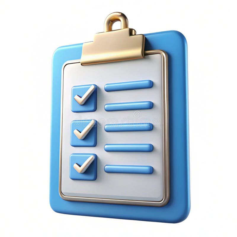 3D Render Checklist Business Icon Isolated on White Background Stock ...