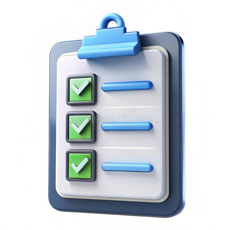 3D Render Checklist Business Icon Isolated on White Background Stock ...