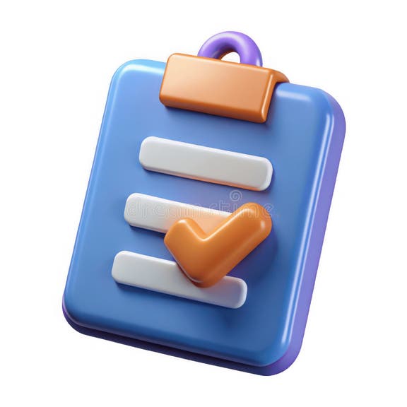 3D Render of Checklist with Check Mark for Task Completion and Approval ...