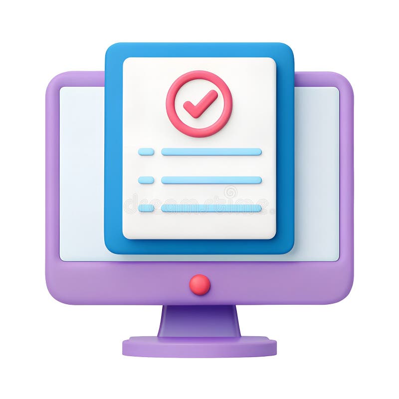 3D Render: Checklist on Computer Screen - Online Task Completion Stock Image - Illustration of ...