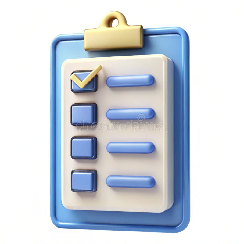 3D Render Checklist Icon Isolated on White Background Stock ...