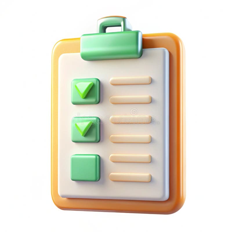 3D Render Checklist Icon Isolated on White Background Stock ...